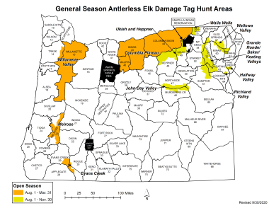 General Season Antlerless Elk Damage tag | Oregon Department of Fish ...